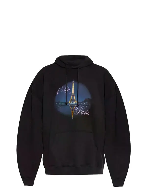 Vetements Night In Paris-print Hoodie - Black