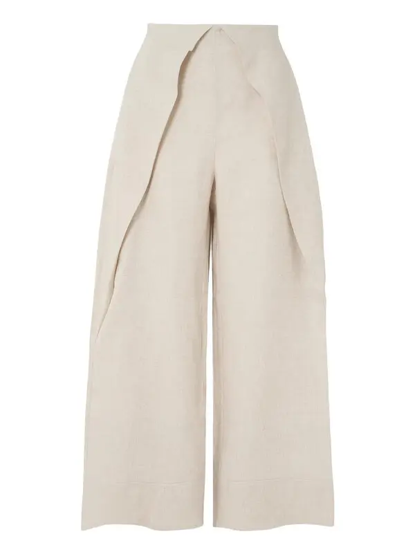 ANDRES OTALORA De Estaciones Layered Linen Wide-leg Pants - Neutrals