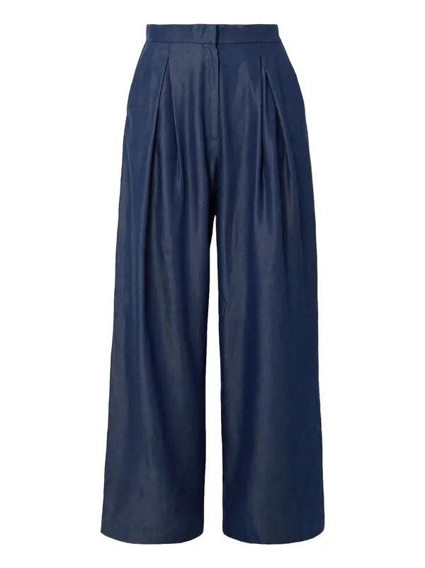 ANDRES OTALORA Plenitud Pleated Tencel™ Wide-leg Pants - Blue