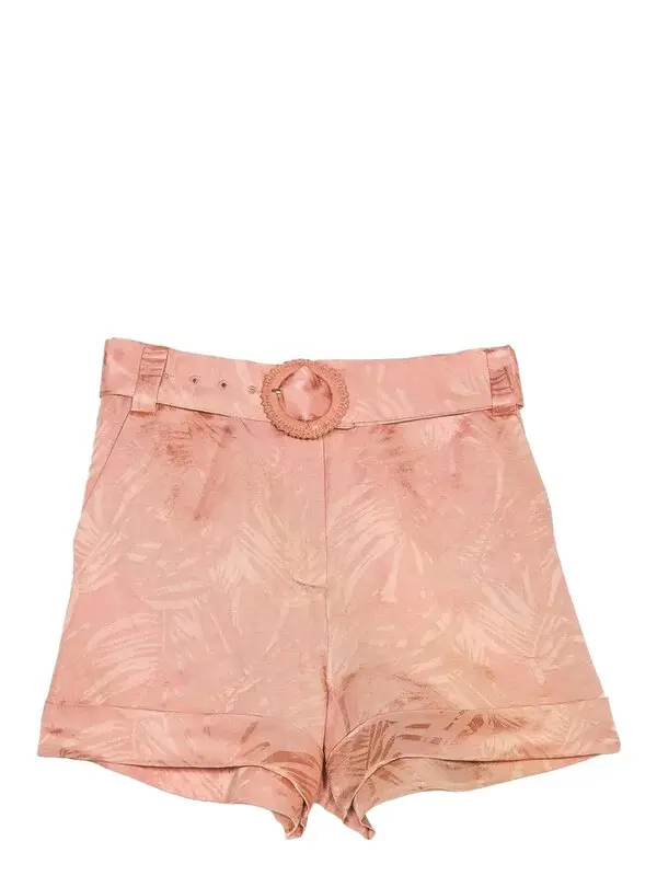 TWINSET Leaf-print Belted Shorts - Pink