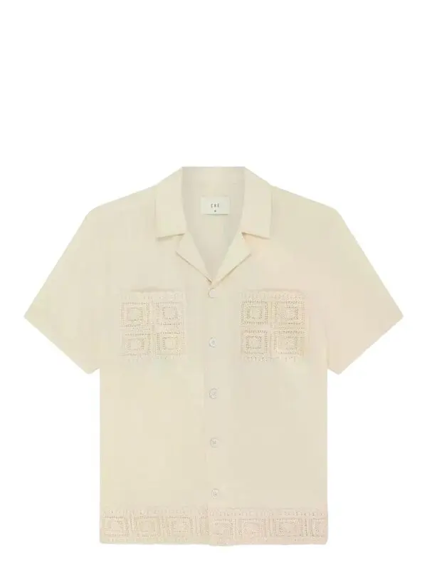 CHE Indigo Crochet-panel Short-sleeve Shirt - Neutrals