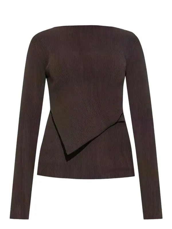 Rick Owens Ribbed Asymmetric Sweater - Brown