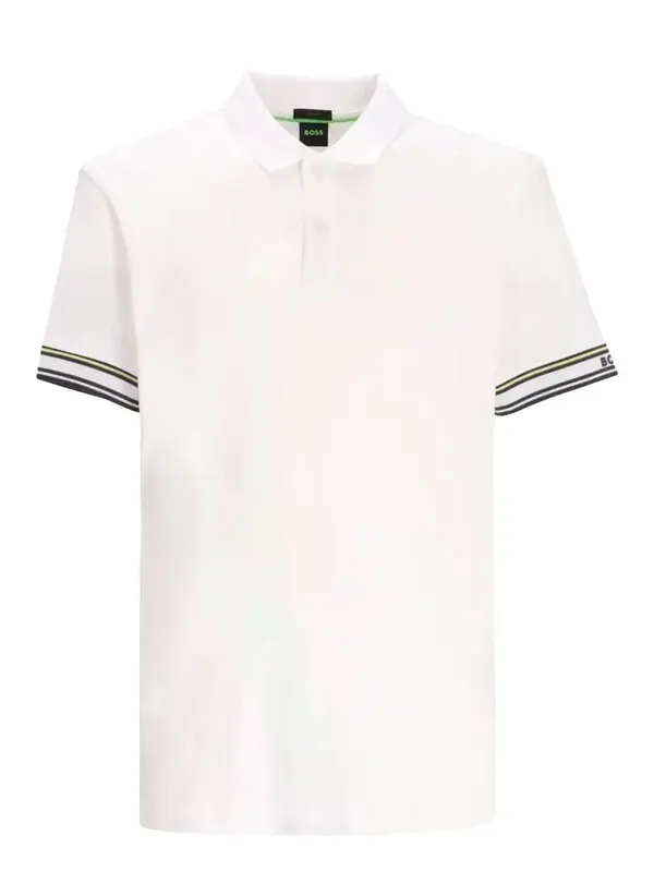 BOSS Striped-cuff Polo Shirt - White
