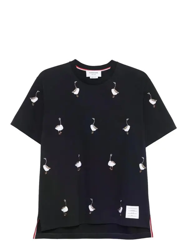Thom Browne Embroidered-motif T-shirt - Blue