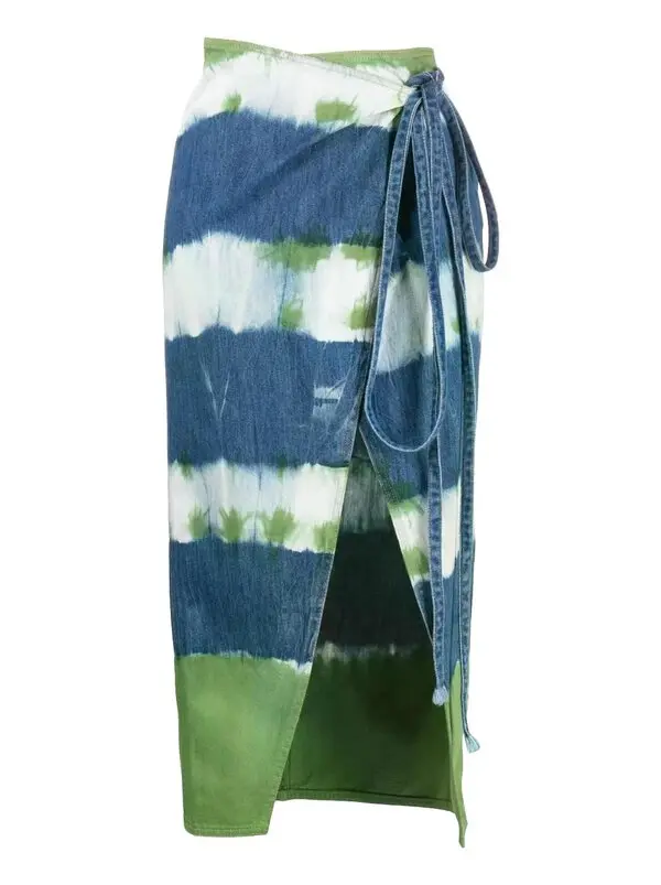 Alanui Magic Journey Denim Wrap Skirt - Blue