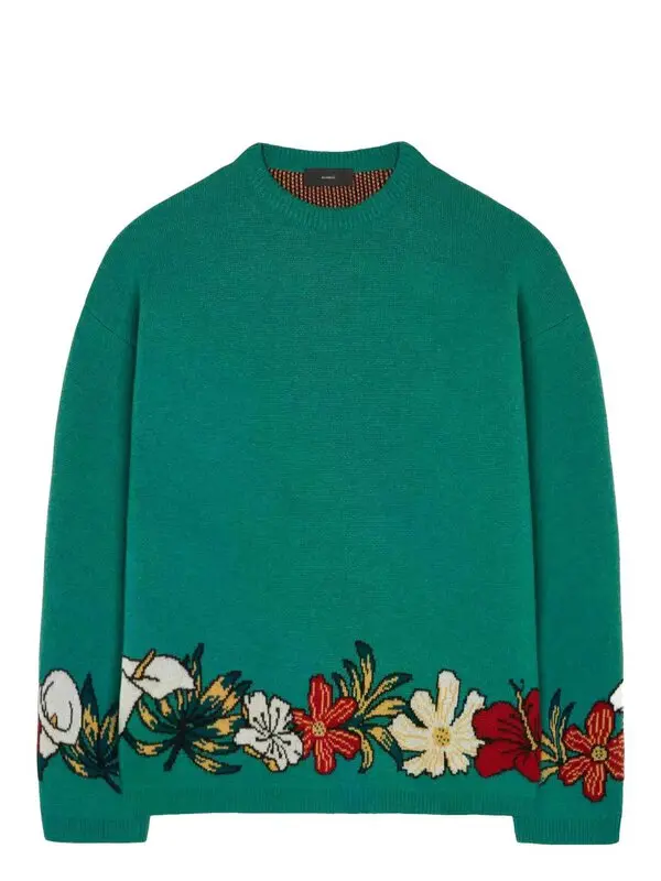 Alanui Floral Intarsia-knit Cashmere Jumper - Green