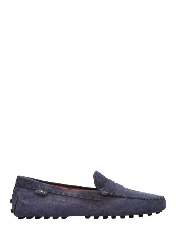 TOD'S Gommino Pebble-textured Suede Loafers - Blue