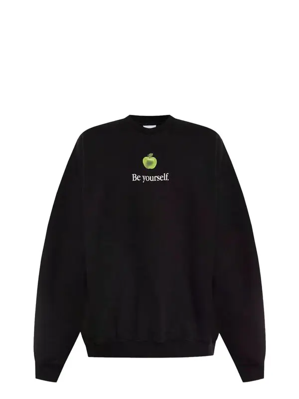 Vetements Apple-print Sweatshirt - Black