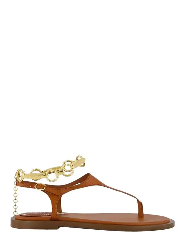 Zimmermann Chain-embellished Leather Sandals - Brown