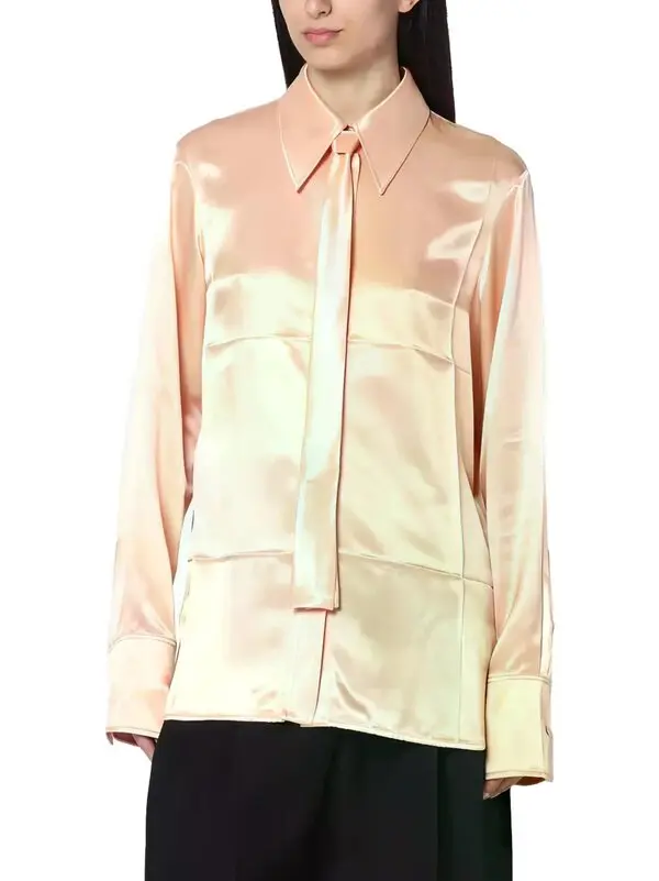 JIL SANDER Satin Tie-neck Shirt - Pink