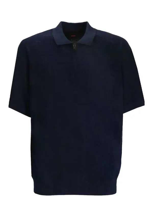 BOSS Zip-up Short-sleeve Polo Shirt - Blue
