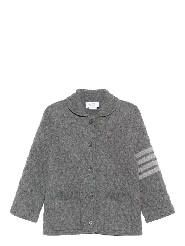 Thom Browne 4 Bar Stripes Quilted Jacket - Grey