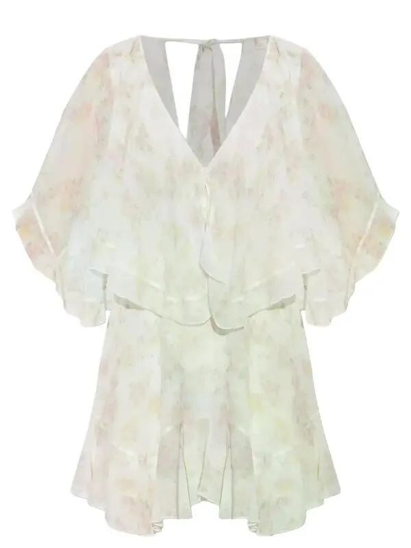 LoveShackFancy Avaline Ruffled Floral-print Dress - White