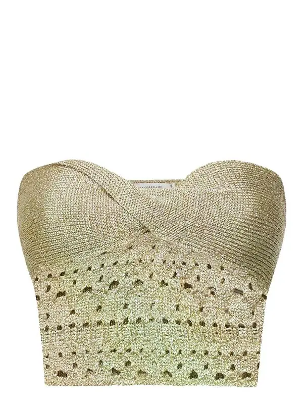 SIMONA CORSELLINI Metallic Crochet Strapless Top - Yellow