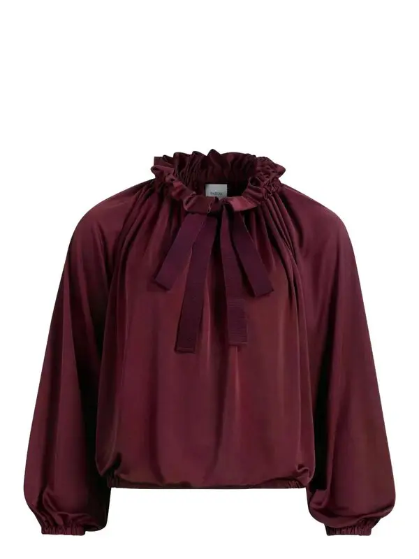 Patou Ruffled Satin Blouse - Red