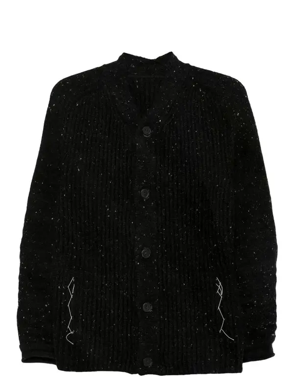 LAYER ZERO Button-fastening Ribbed Cardigan - Black