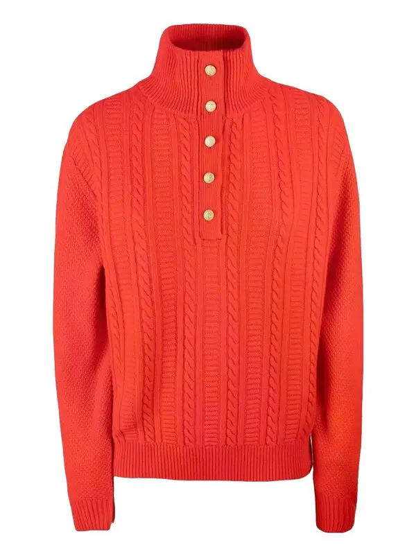 A.p.c. Thea Cable-knit Button Sweater - Red