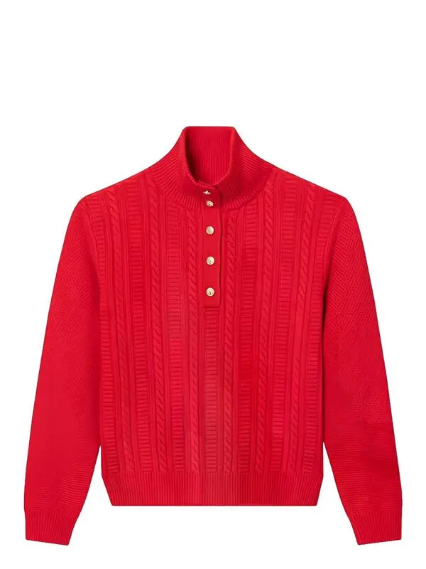 A.p.c. Thea Cable-knit Button Sweater - Red