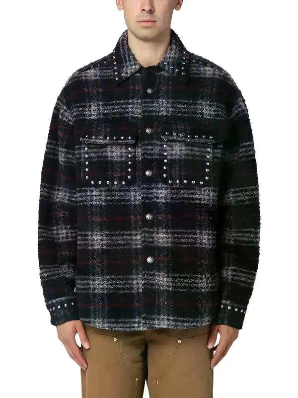 Palm Angels Checked Shirt Jacket - Blue