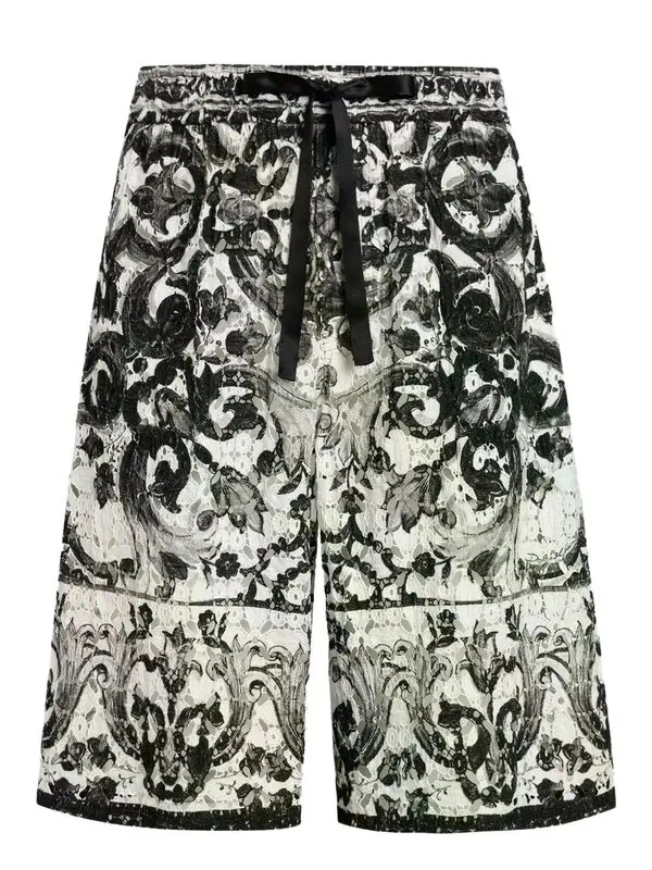 Dolce & Gabbana Majolica-print Cotton Shorts - Black