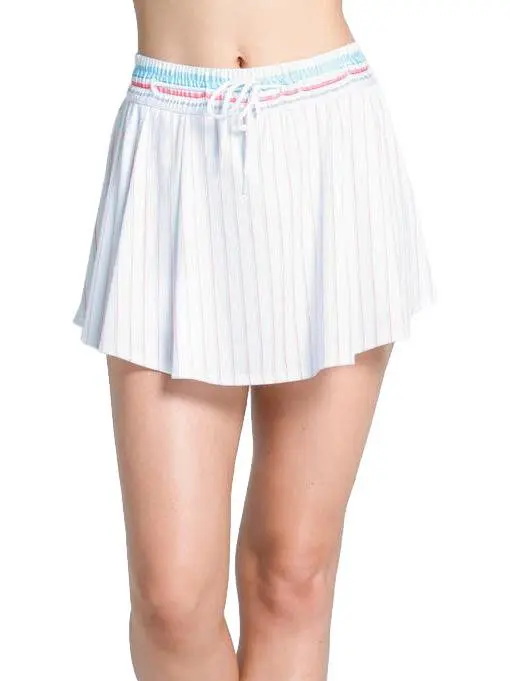 Lucky In Love High Waist Retro Stripe Skirt - White