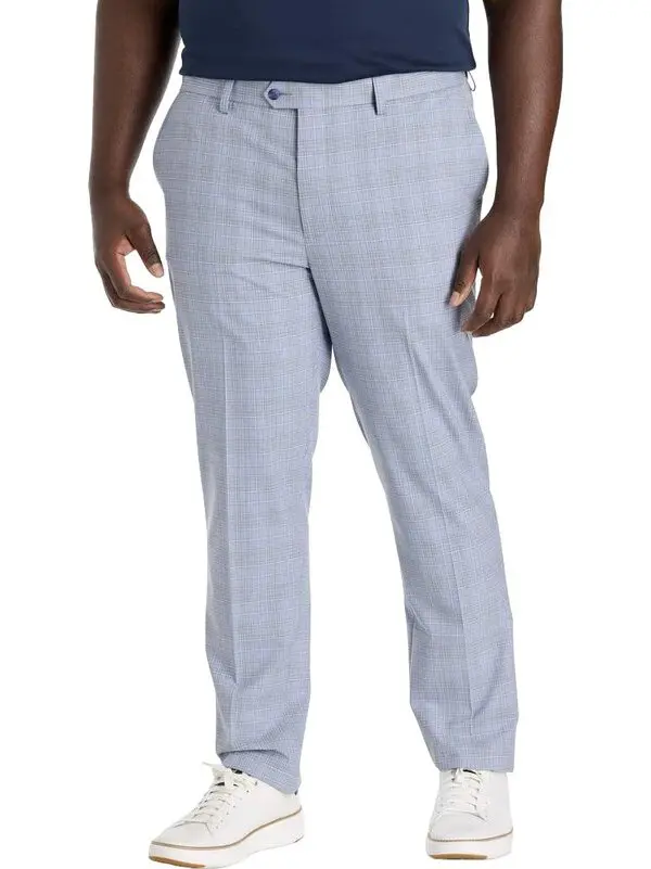SYNRGY BY DXL Big & Tall Plaid Machine-washable Suit Pants - Blue