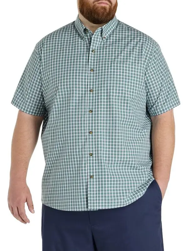 HARBOR BAY BY DXL Big & Tall Easy-care Check Sport Shirt - Green Multi
