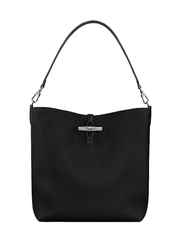 Longchamp Le Roseau Leather Hobo Bag - Black