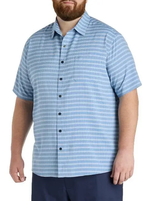 SYNRGY BY DXL Big & Tall Plaid Microfiber Sport Shirt - Blue