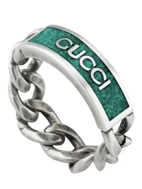 Gucci Enamel Ring - Teal/black