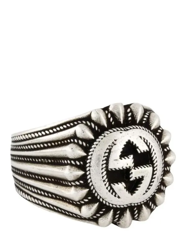 Gucci Interlock Gg Radius Ring - Silver