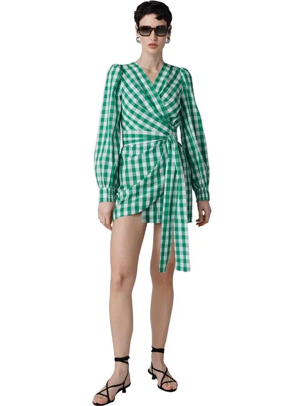 Diane Von Furstenberg Amira Cotton Wrap Dress - Indian Green And White