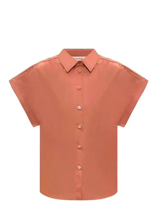 TWINSET Short-sleeve Poplin Shirt - Orange
