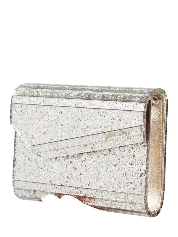 JIMMY CHOO Candy Clutch With Glitter And Chain Strap - Beige