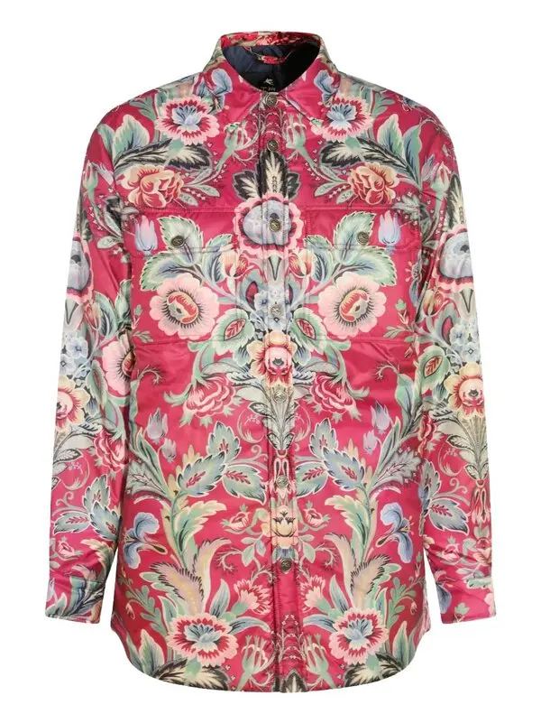Etro Floral-print Shirt Coat - Red