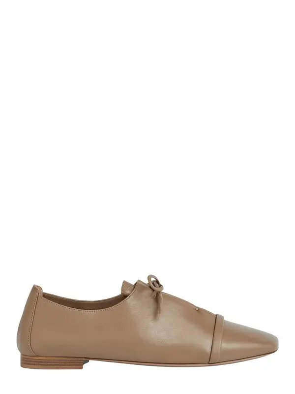 MALONE SOULIERS Jean Nappa Leather Lace-up Flats - Neutral