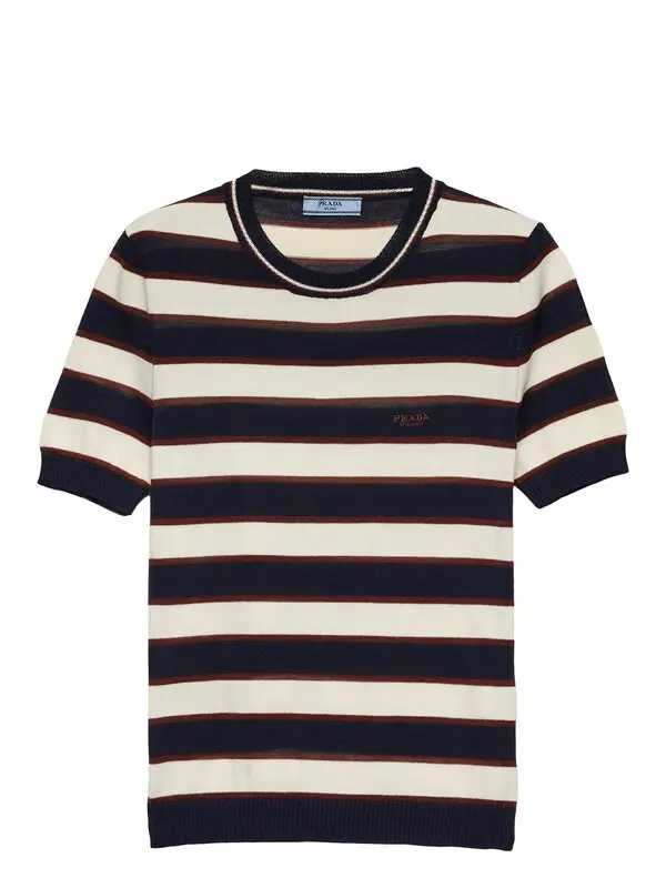 Prada Cotton Striped Top - Blue