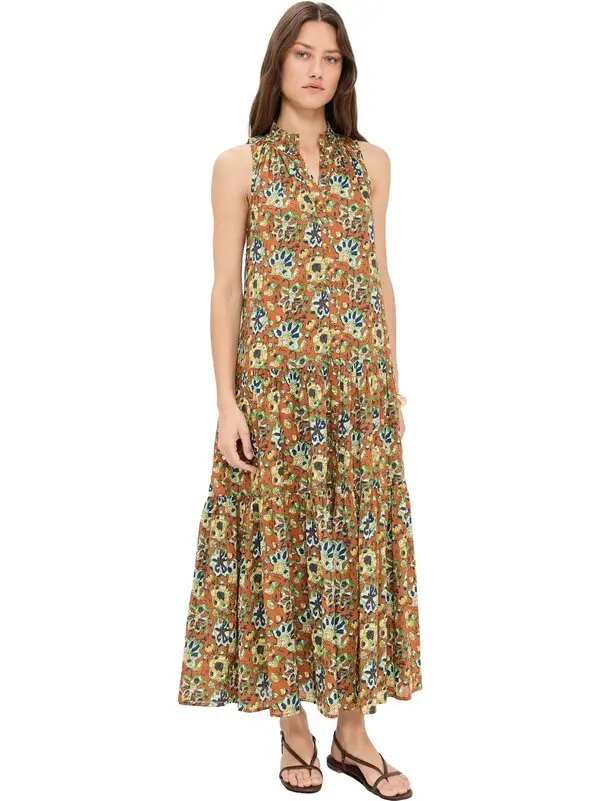 APIECE APART Trinidad Tank Maxi Dress - Batik Floral Bronze