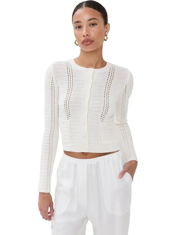 Sablyn Charlotte Slim Crewneck Cardigan - Gardenia