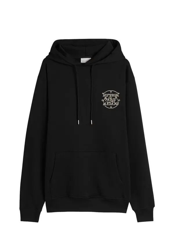 Drole De Monsieur Nfpm Embroidered Hooded Cotton Sweatshirt - Black