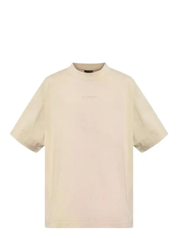 Balenciaga Embroidered Logo T-shirt - Neutrals