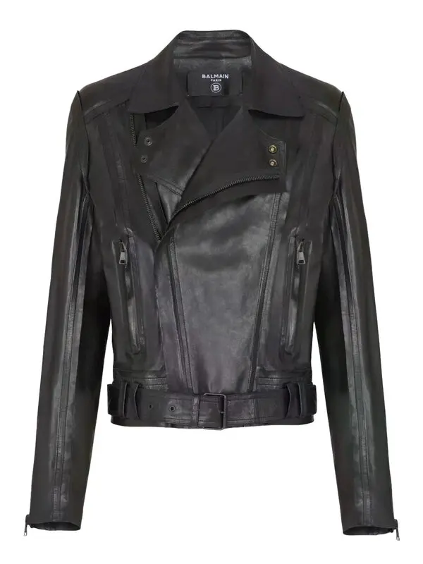 Balmain Leather Biker Jacket - Black