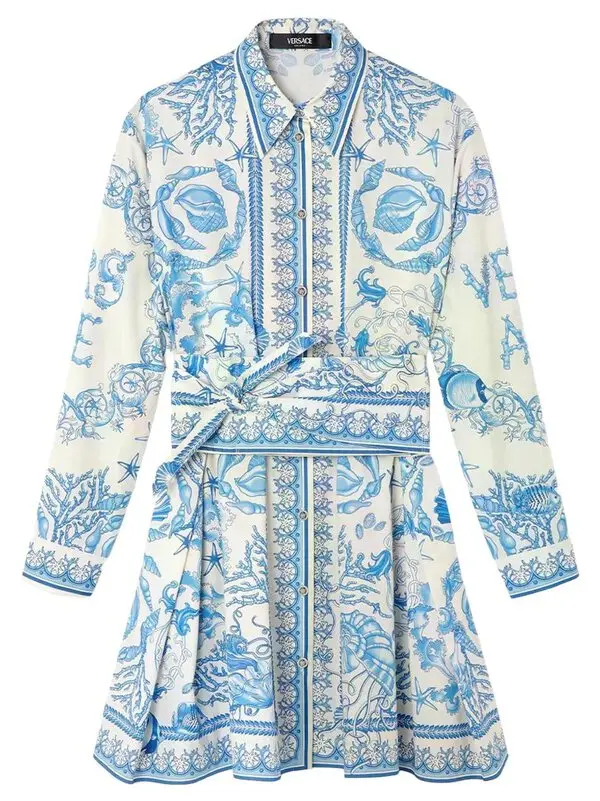 Versace Underwater Barocco Shirt Dress - Blue