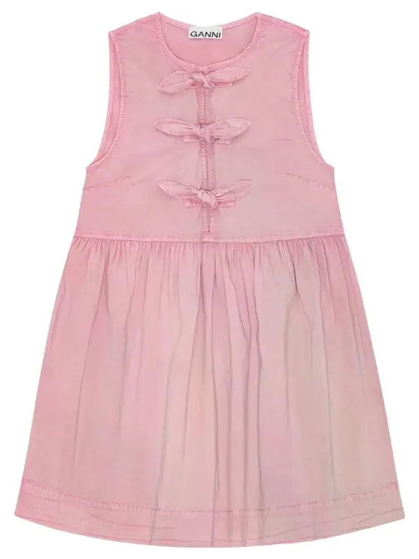 GANNI Tie-front Dress - Pink