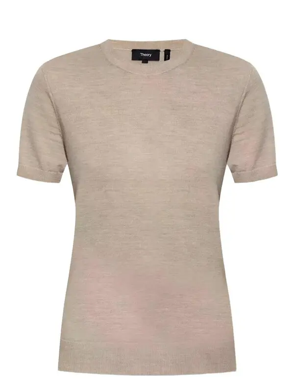 Theory Short-sleeve Wool T-shirt - Neutrals