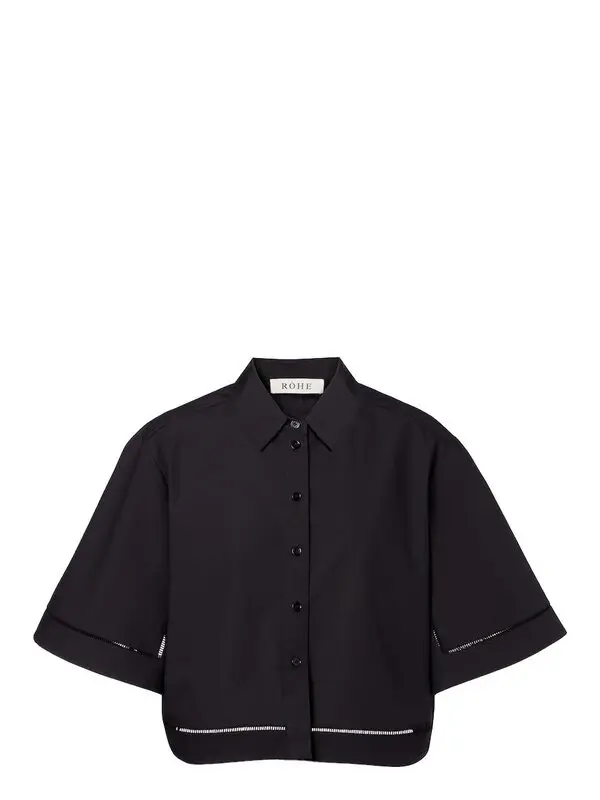 RÓHE Embroidered Cotton Poplin Shirt - Black