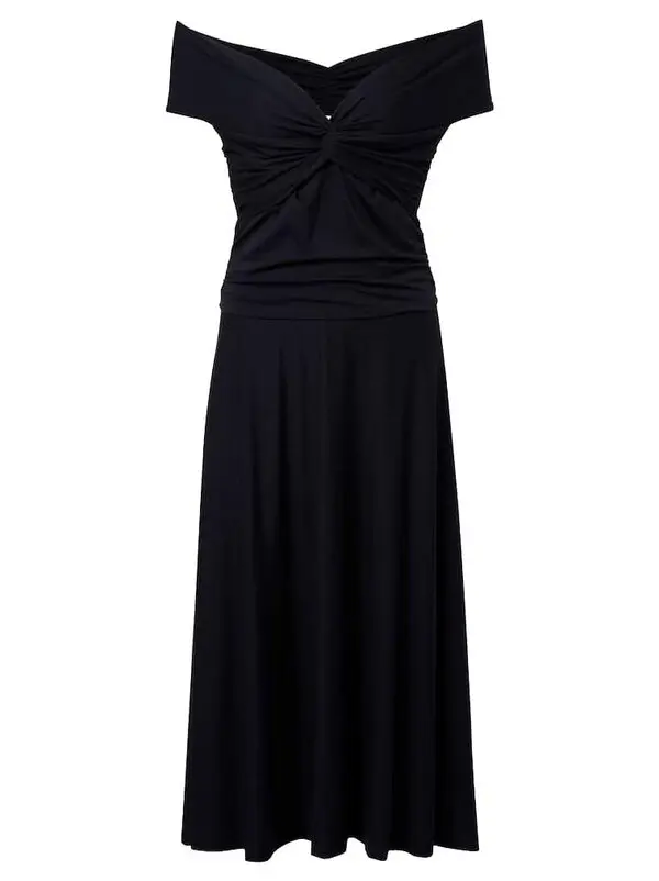 Dorothee Schumacher Soft Drape Off-shoulder Midi Dress - Black