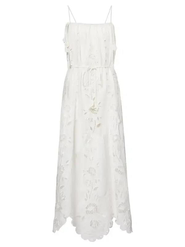 Farm Rio Broderie Anglaise Maxi Dress - White