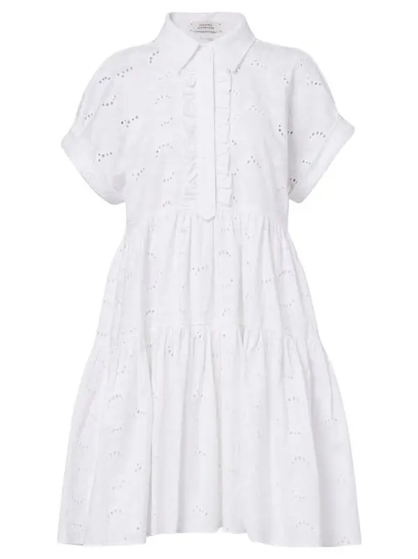 Dorothee Schumacher Cotton Broderie Anglaise Mini Dress - White
