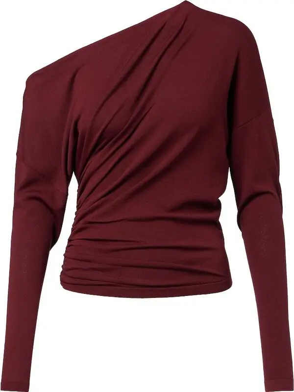 Altuzarra Lilibet Gathered Off-shoulder Top - Burgundy